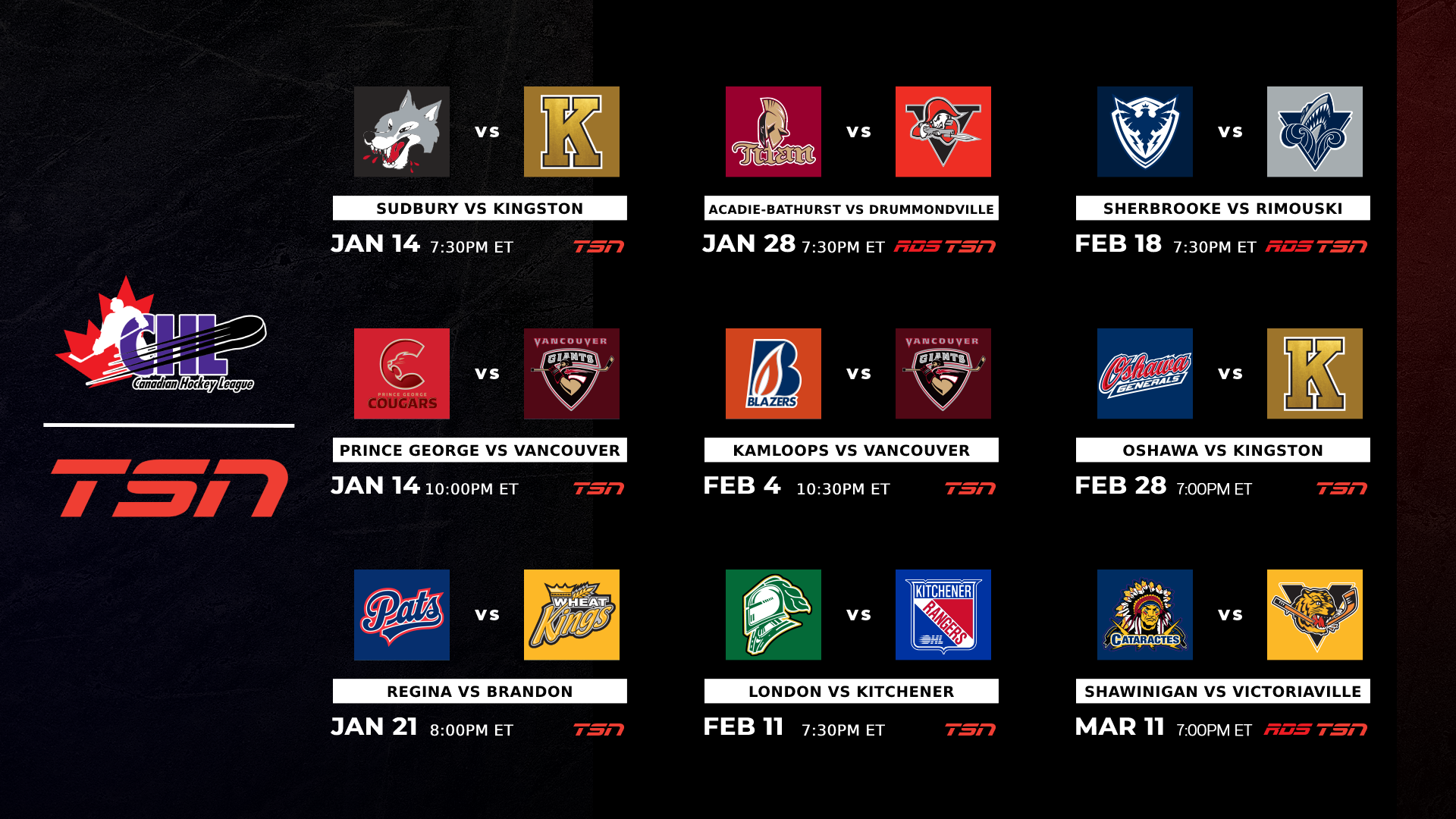 Canadian Hockey League announces 2021-22 TSN and RDS regular season broadcast schedule - Bell Media